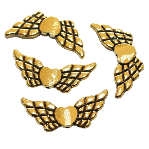 Metallperle Engel Fee Flügel EXTRA-Groß mit Herz Antiksilber 41x17mm ...